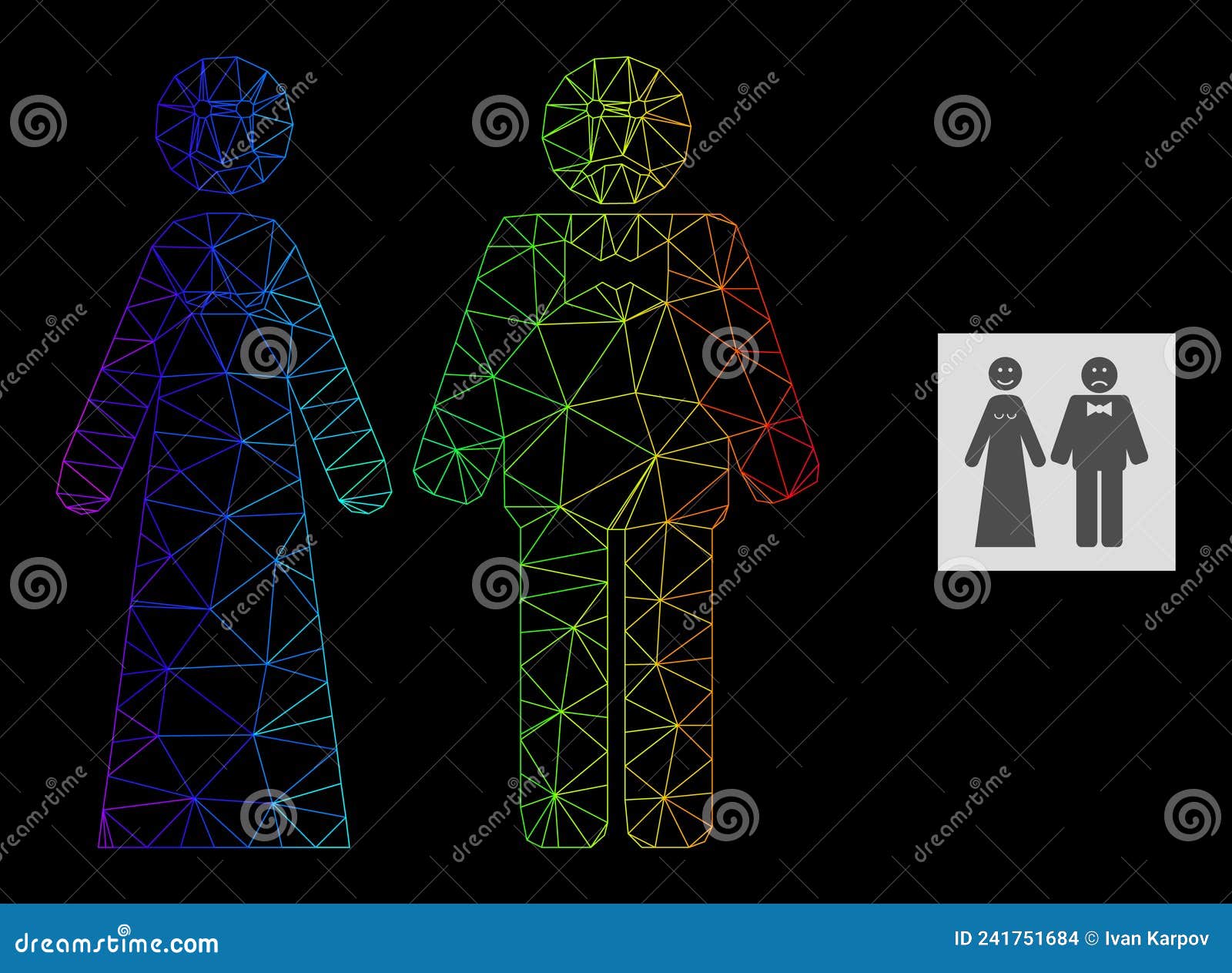 Rainbow Gradient Polygonal Network Wedding Emotions Icon Stock Vector ...