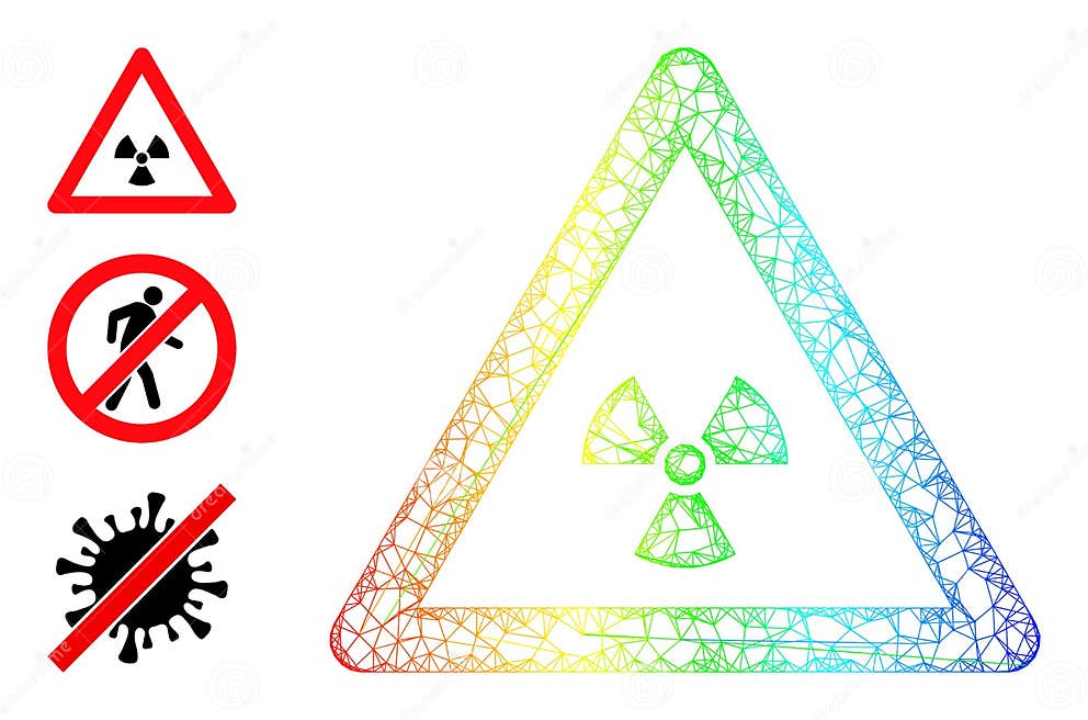 Rainbow Gradient Net Mesh Radioactivity Warning Icon Stock Vector ...