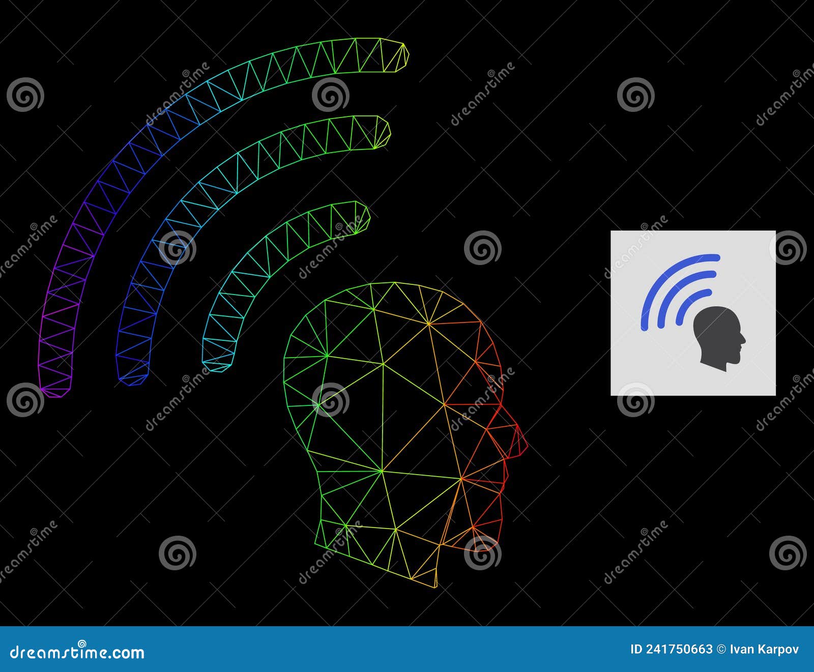 Spectral Gradient Polygonal Mesh Telepathy Waves Icon Stock Vector ...