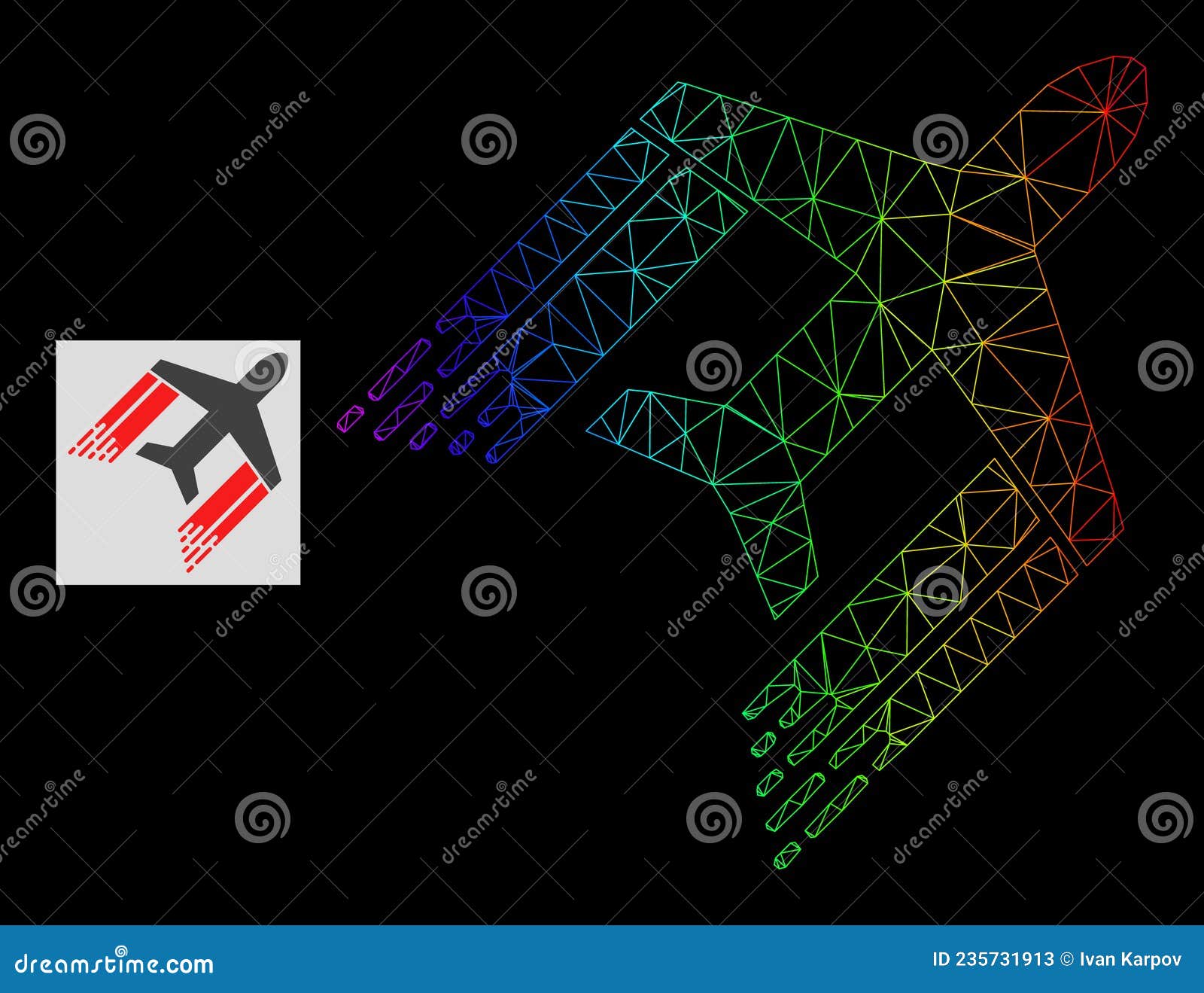 Rainbow Gradient Polygonal Mesh Aviation Icon Stock Vector ...