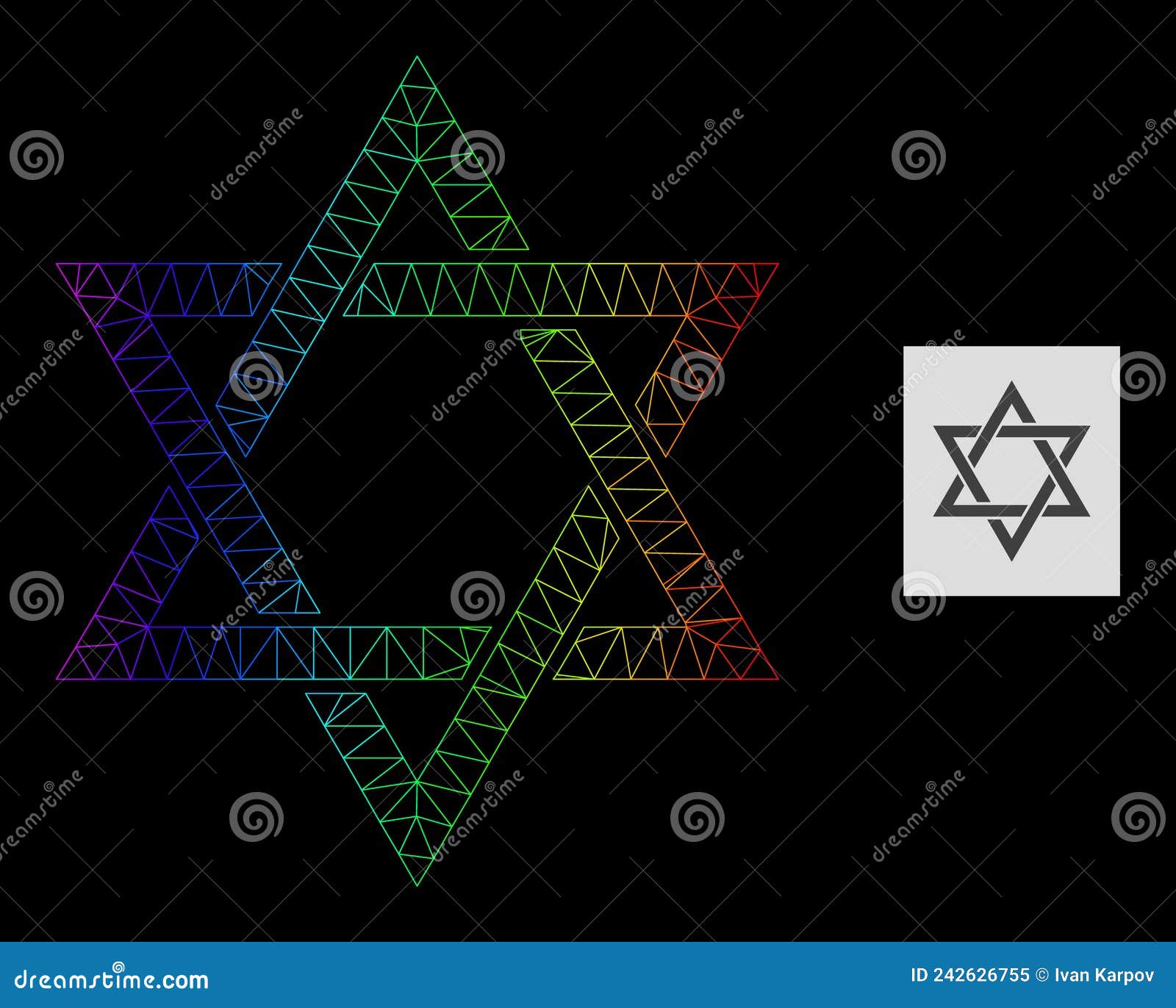 Rainbow Gradient Polygonal Network David Star Icon Stock Vector ...