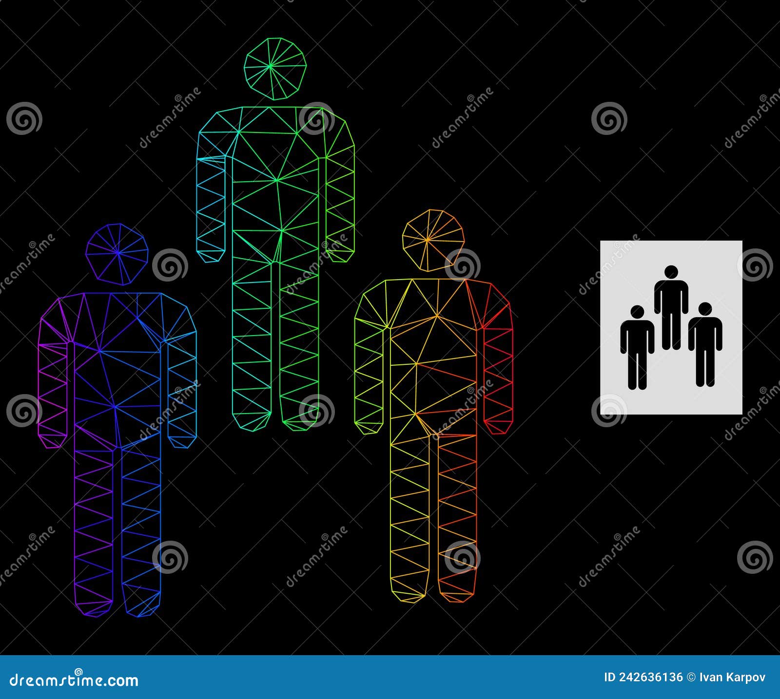 Rainbow Gradient Polygonal Network People Icon Stock Vector ...