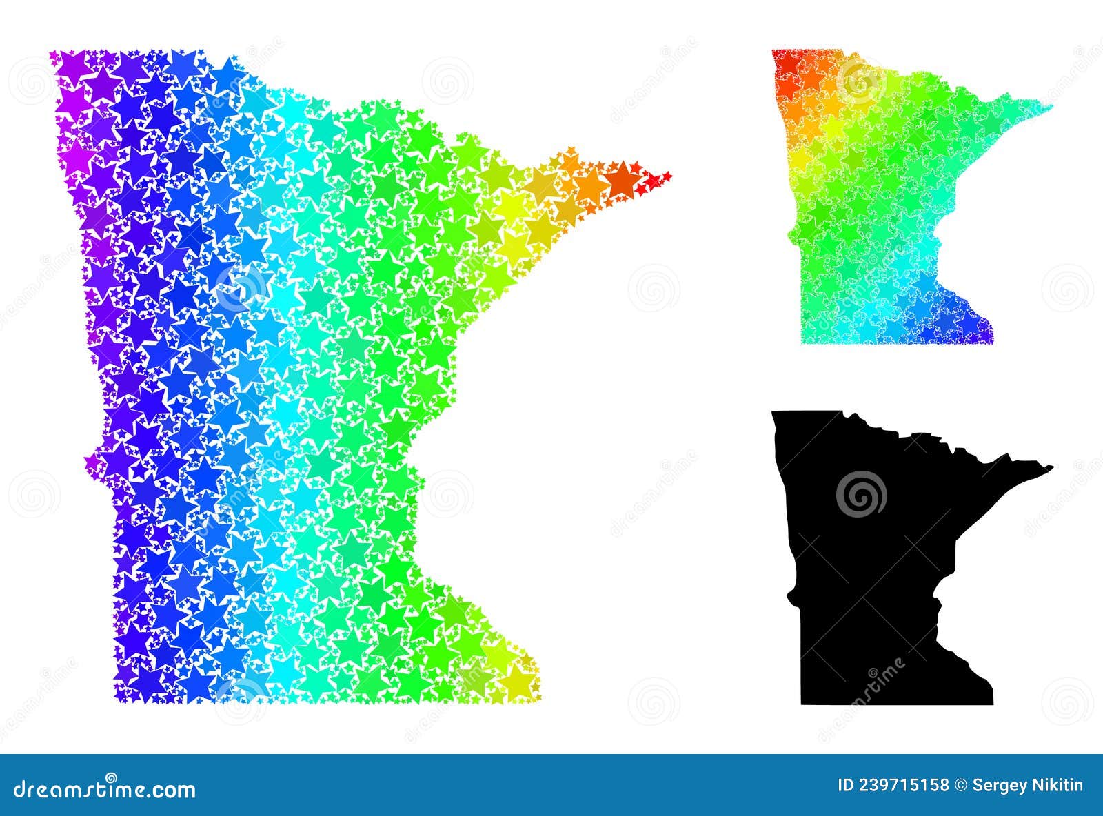 Rainbow Gradient Stars Mosaic Map of Minnesota State Collage Stock ...