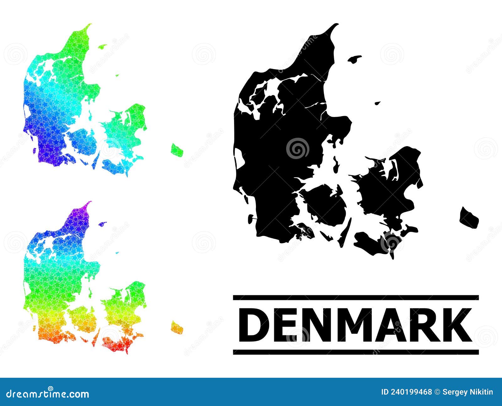 Rainbow Gradient Star Mosaic Map of Denmark Collage Stock Vector ...