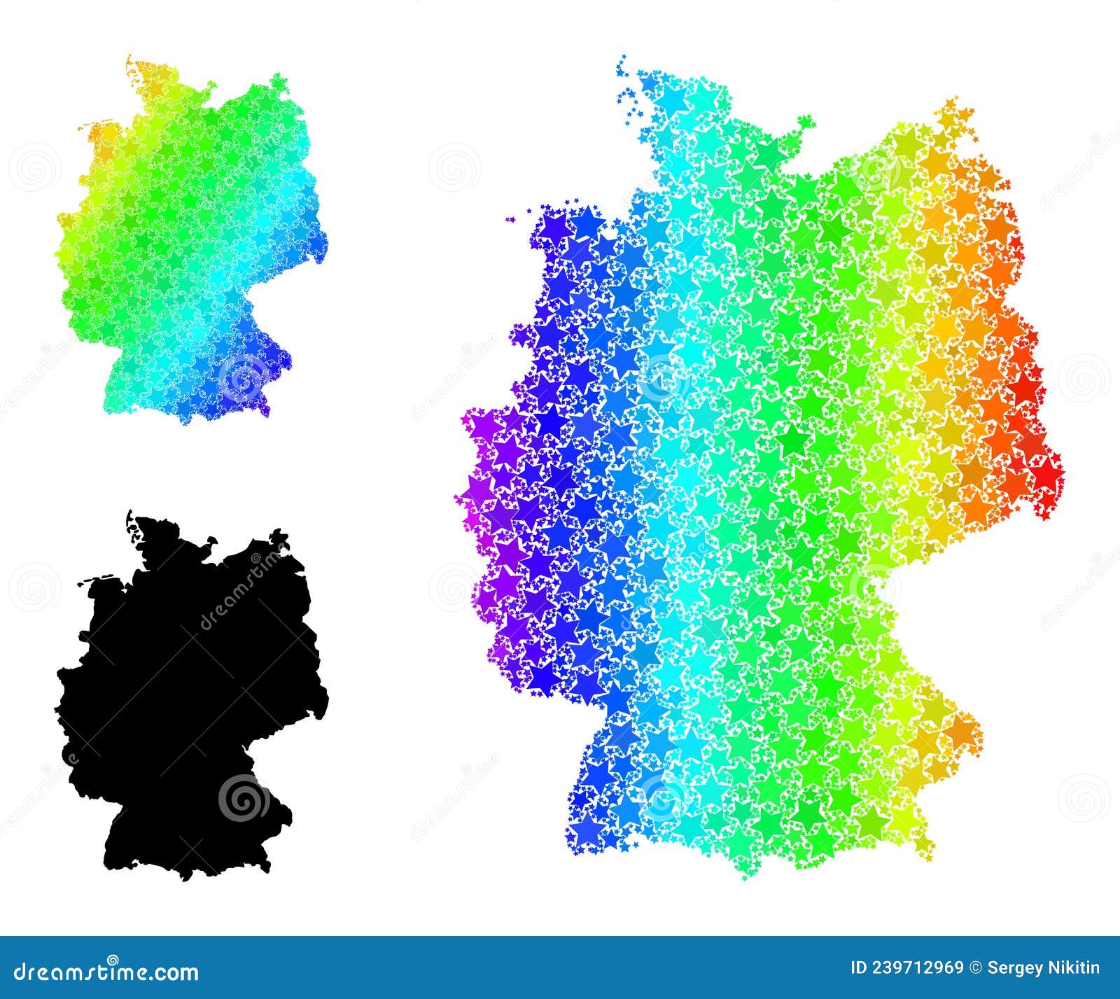 Spectral Colored Gradient Star Mosaic Map of Germany Collage Stock ...