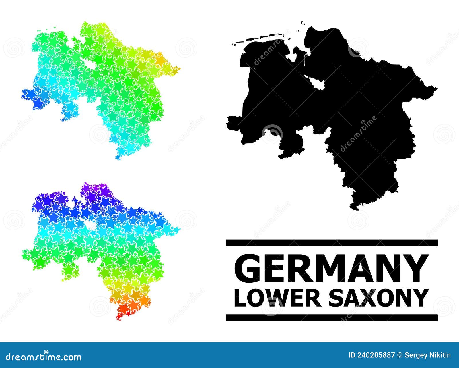 Rainbow Gradient Star Mosaic Map of Lower Saxony State Collage Stock ...