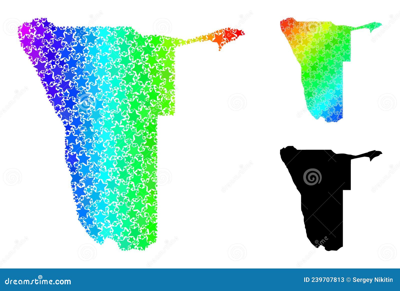 Spectrum Gradient Starred Mosaic Map of Namibia Collage Stock Vector ...
