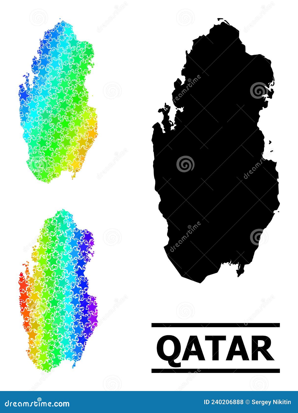 Qatar Star Flag. Qatari Star Shape Flag. State Of Qatar Country ...