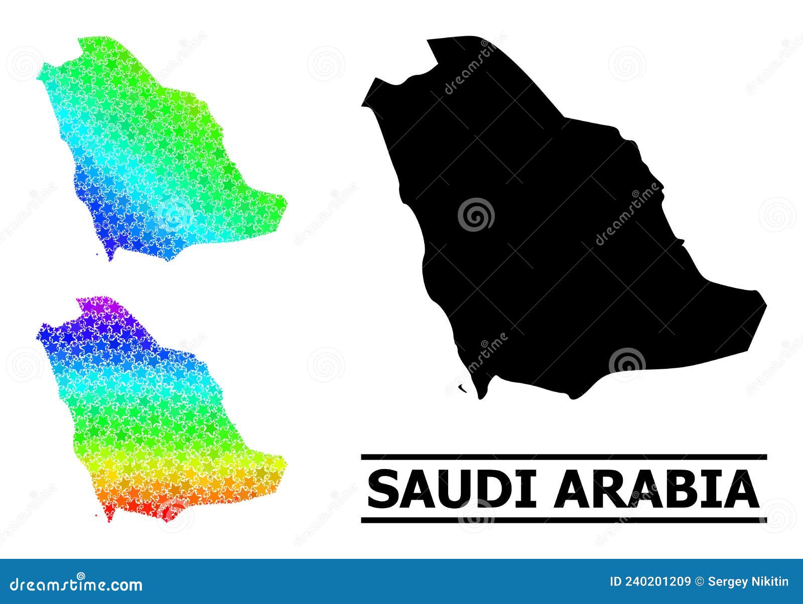 Rainbow Gradient Star Mosaic Map of Saudi Arabia Collage Stock Vector ...