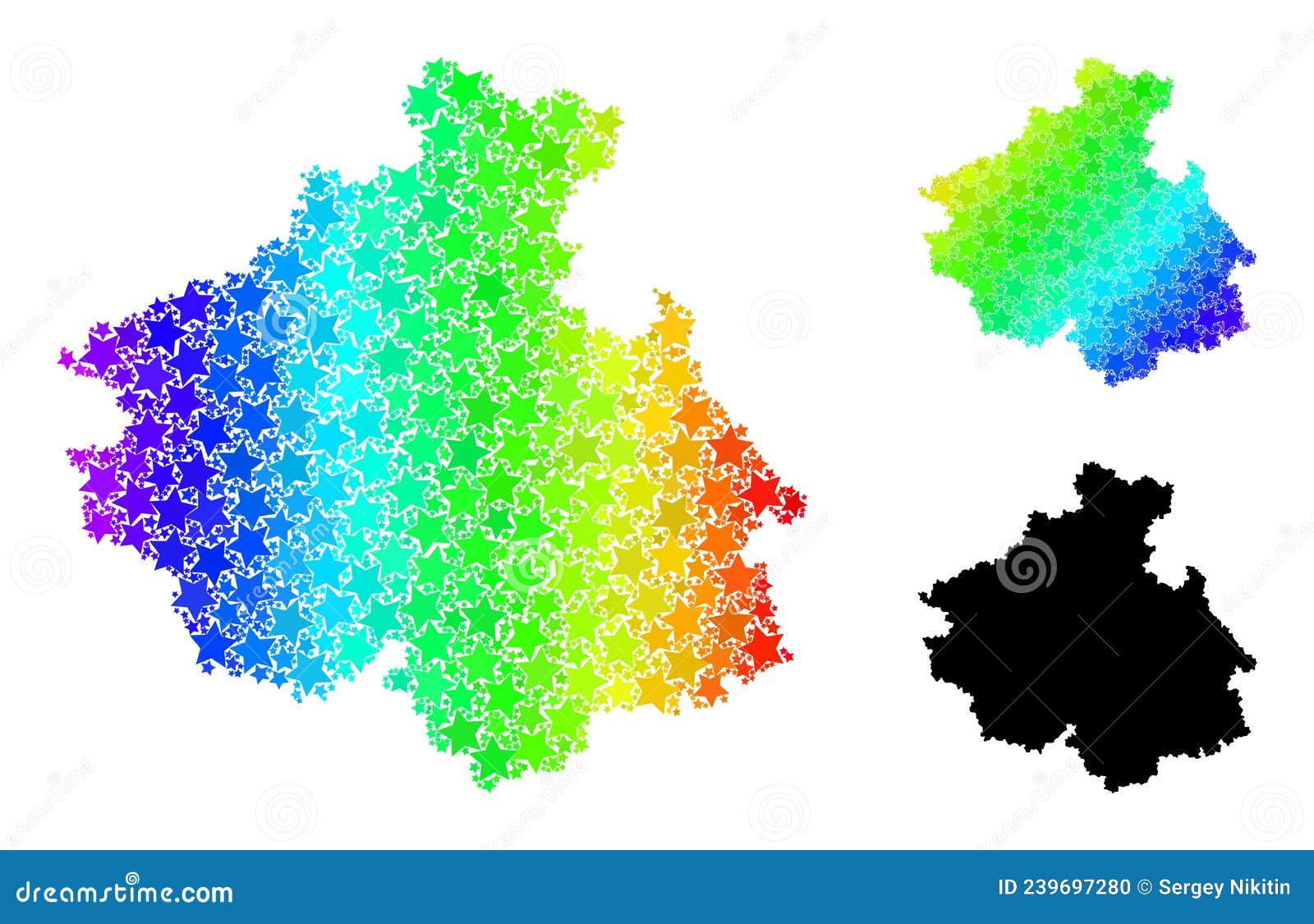 Rainbow Gradient Stars Mosaic Map of Altai Republic Collage Stock ...