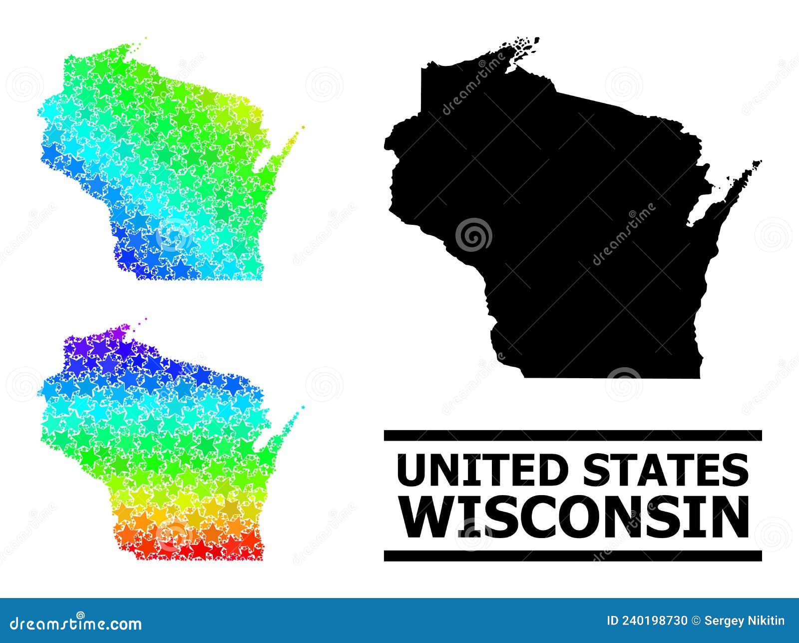 Rainbow Gradient Stars Mosaic Map of Wisconsin State Collage Stock ...