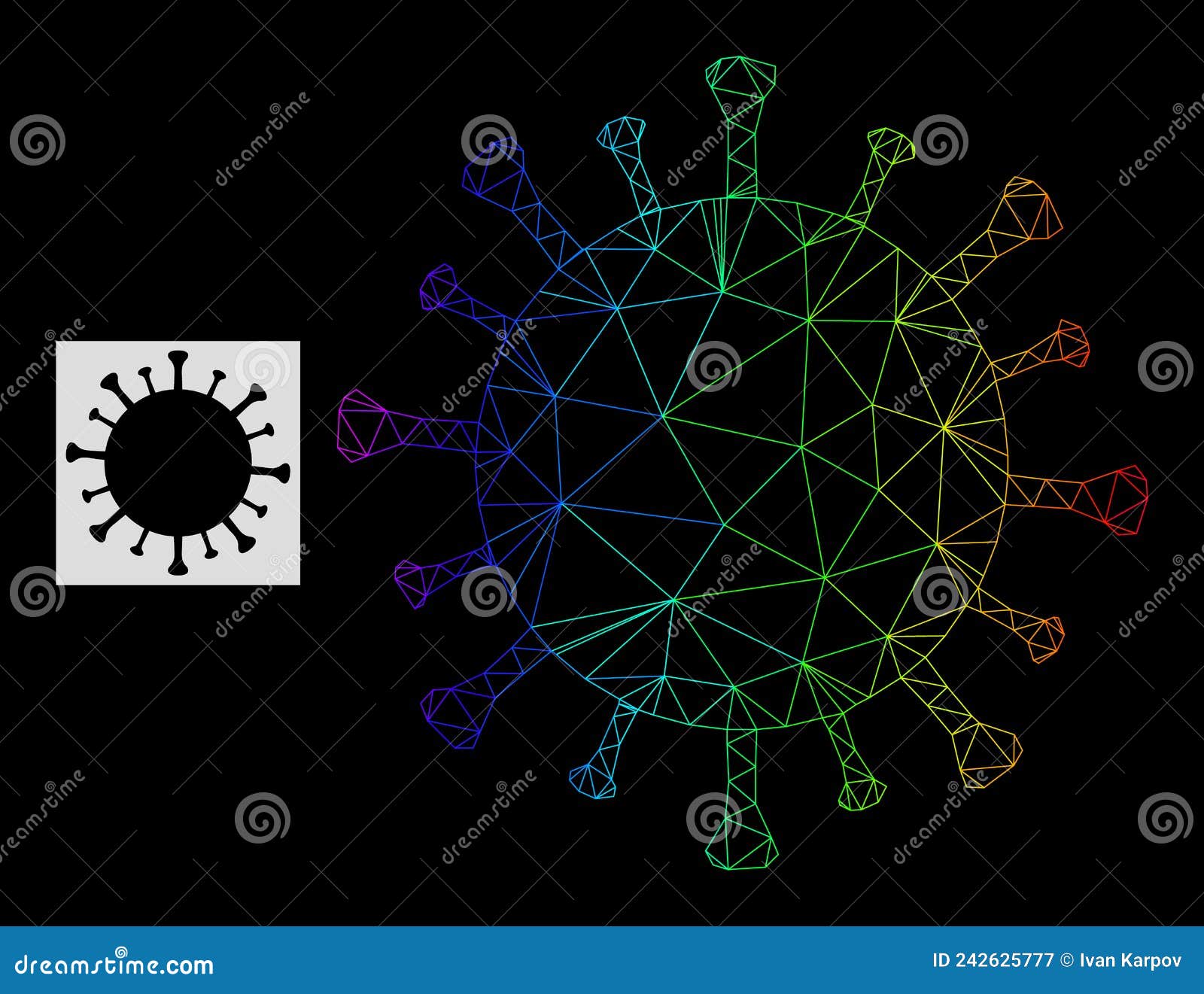 Rainbow Gradiented Polygonal Net Covid-19 Virus Icon Stock Vector ...