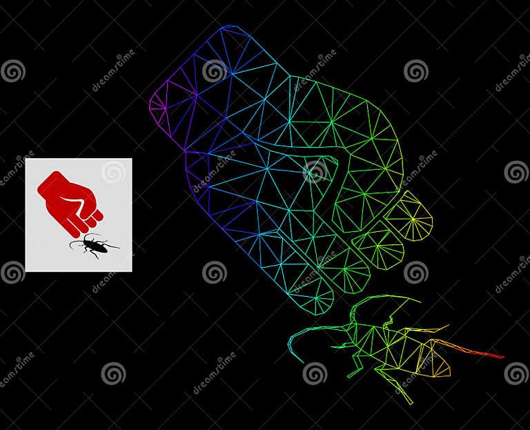 Rainbow Gradiented Polygonal Network Cockroach Punch Icon Stock Vector ...