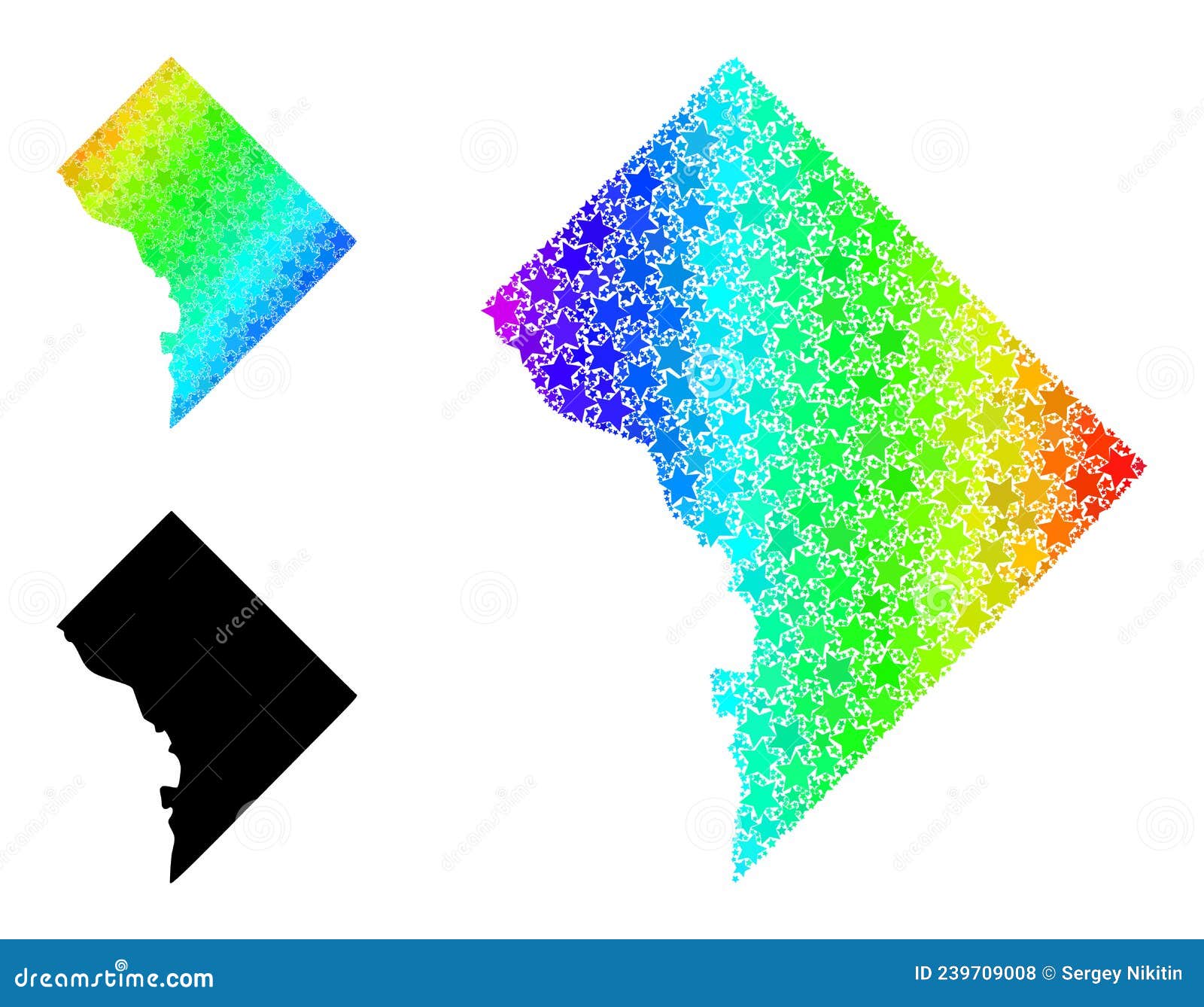 Spectrum Gradient Star Mosaic Map of Washington DC Collage Stock Vector ...