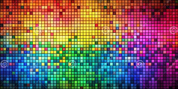 Rainbow Grid a Composition of Colorful Squares Representing the ...