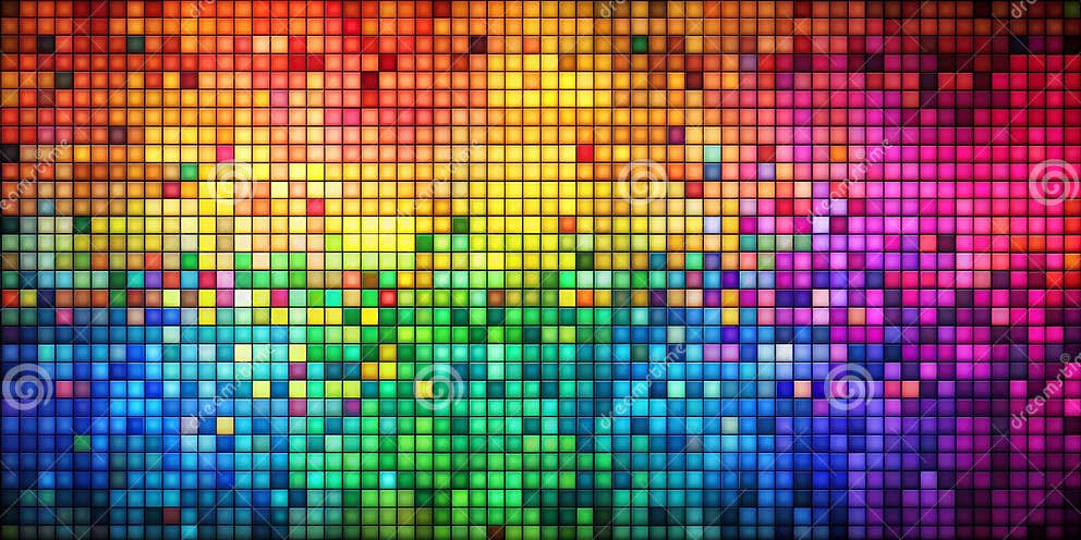Rainbow Grid a Composition of Colorful Squares Representing the ...