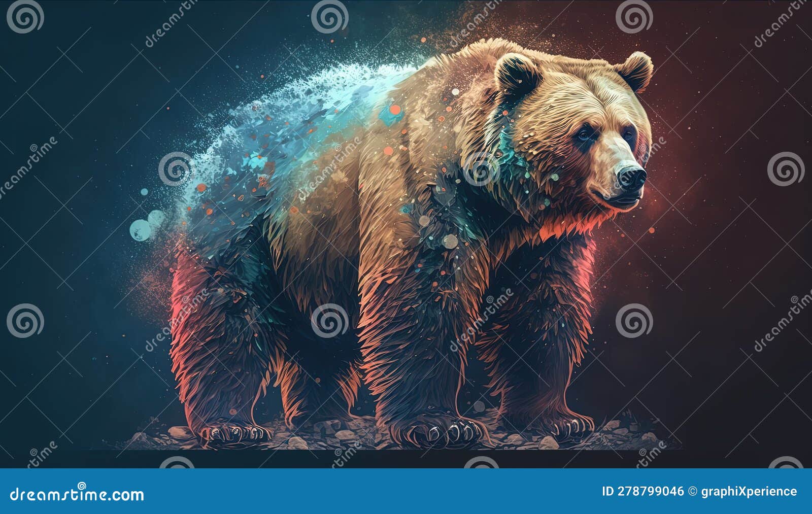 Rainbow Grizzly Bear Illustration Stock Illustration - Illustration of ...