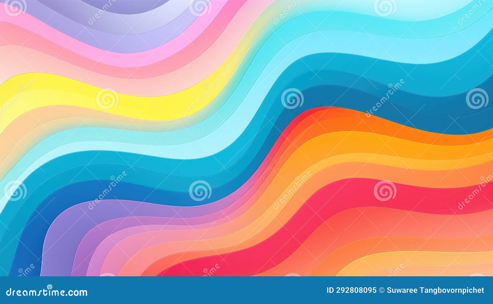 Rainbow Groovy Wavy Line Design in 1970s Hippie Retro Style Abstract ...