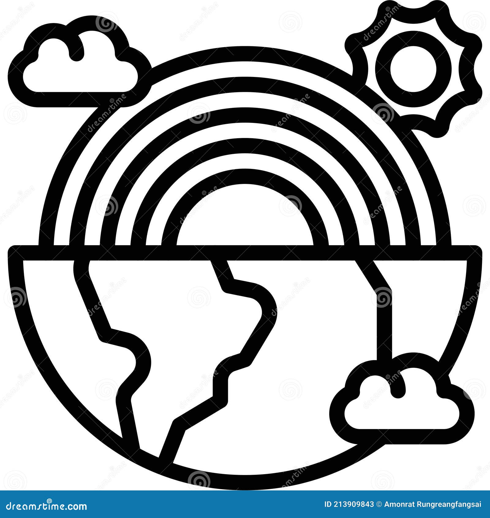 Rainbow with Half Earth Icon, Earth Day Related Vector Stock Vector ...