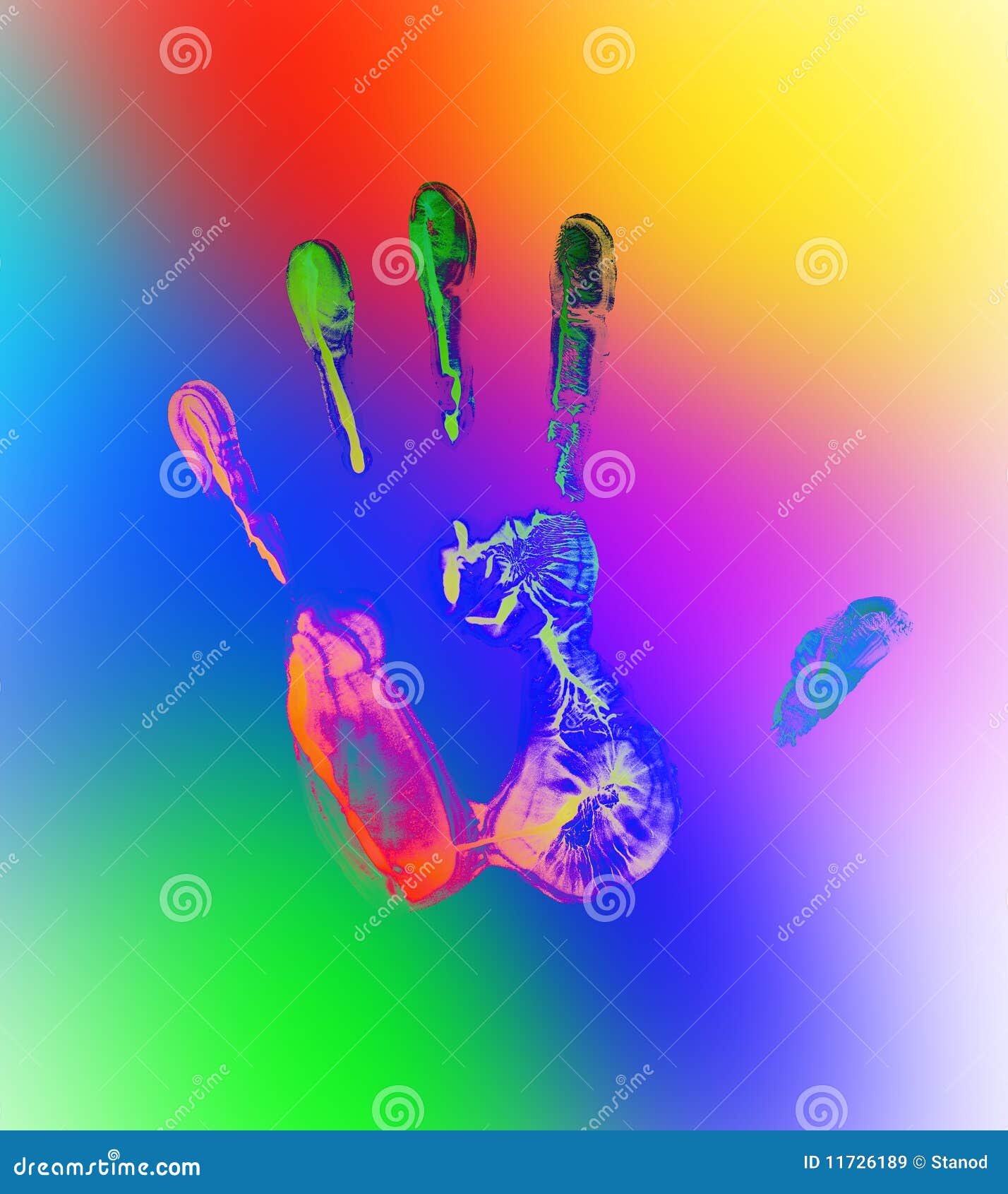 Rainbow hand print stock illustration. Illustration of stamp - 11726189