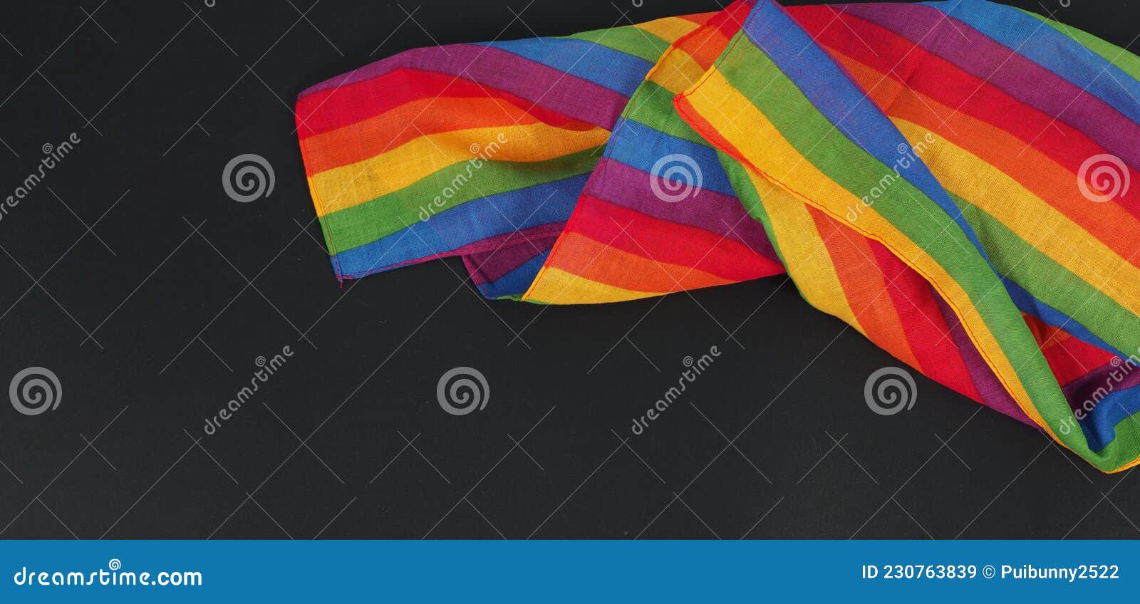 Rainbow Handkerchief Isolated on Black Background Stock Image - Image ...