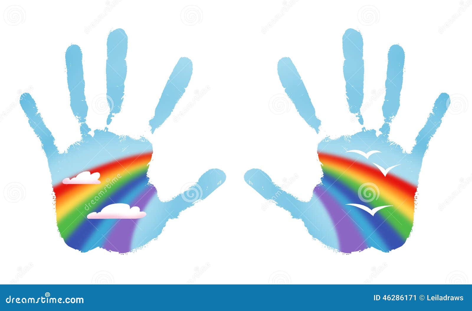 Rainbow hands stock illustration. Illustration of friendly - 46286171