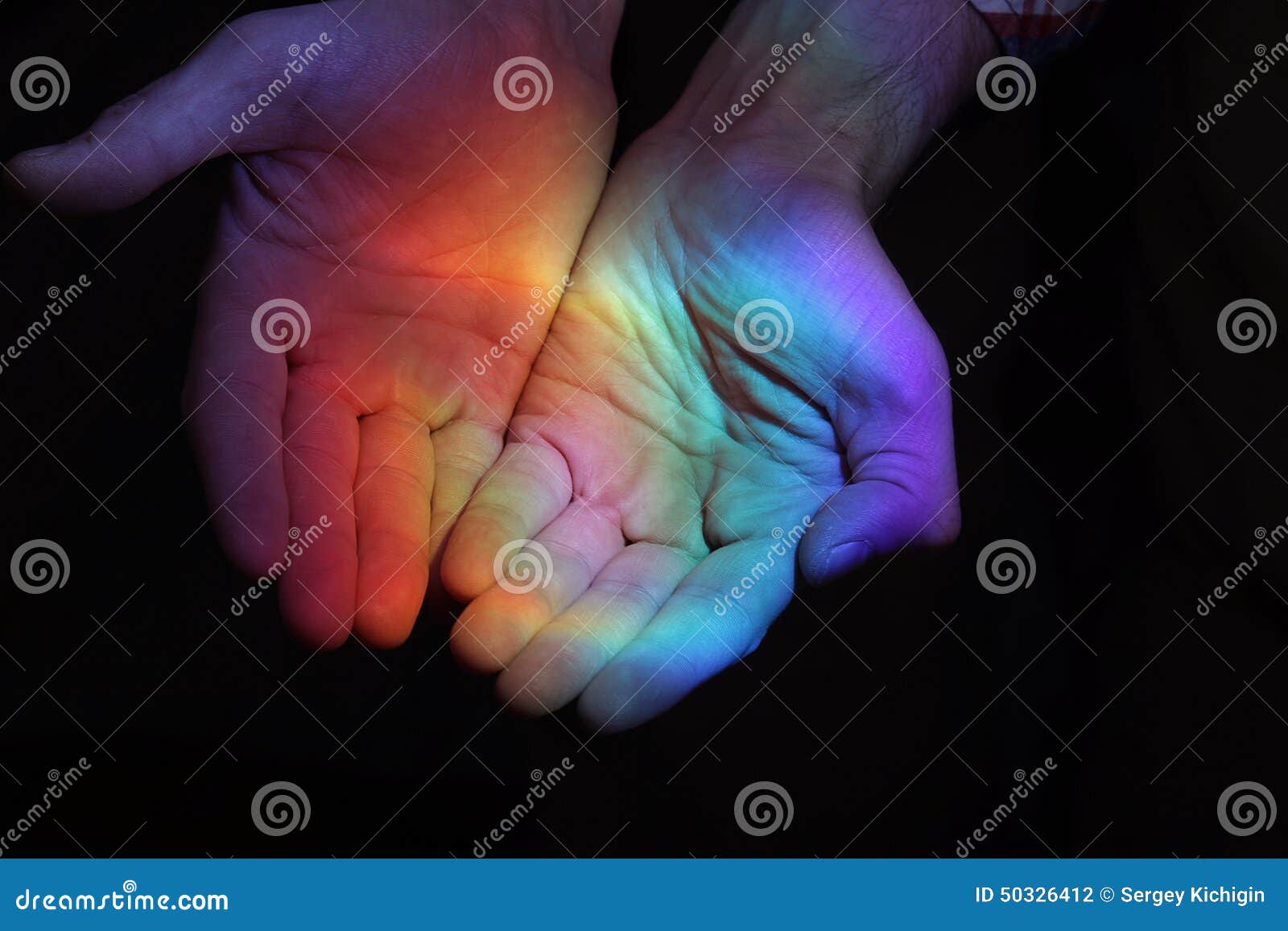 Rainbow in the hands stock photo. Image of gesture, black - 50326412
