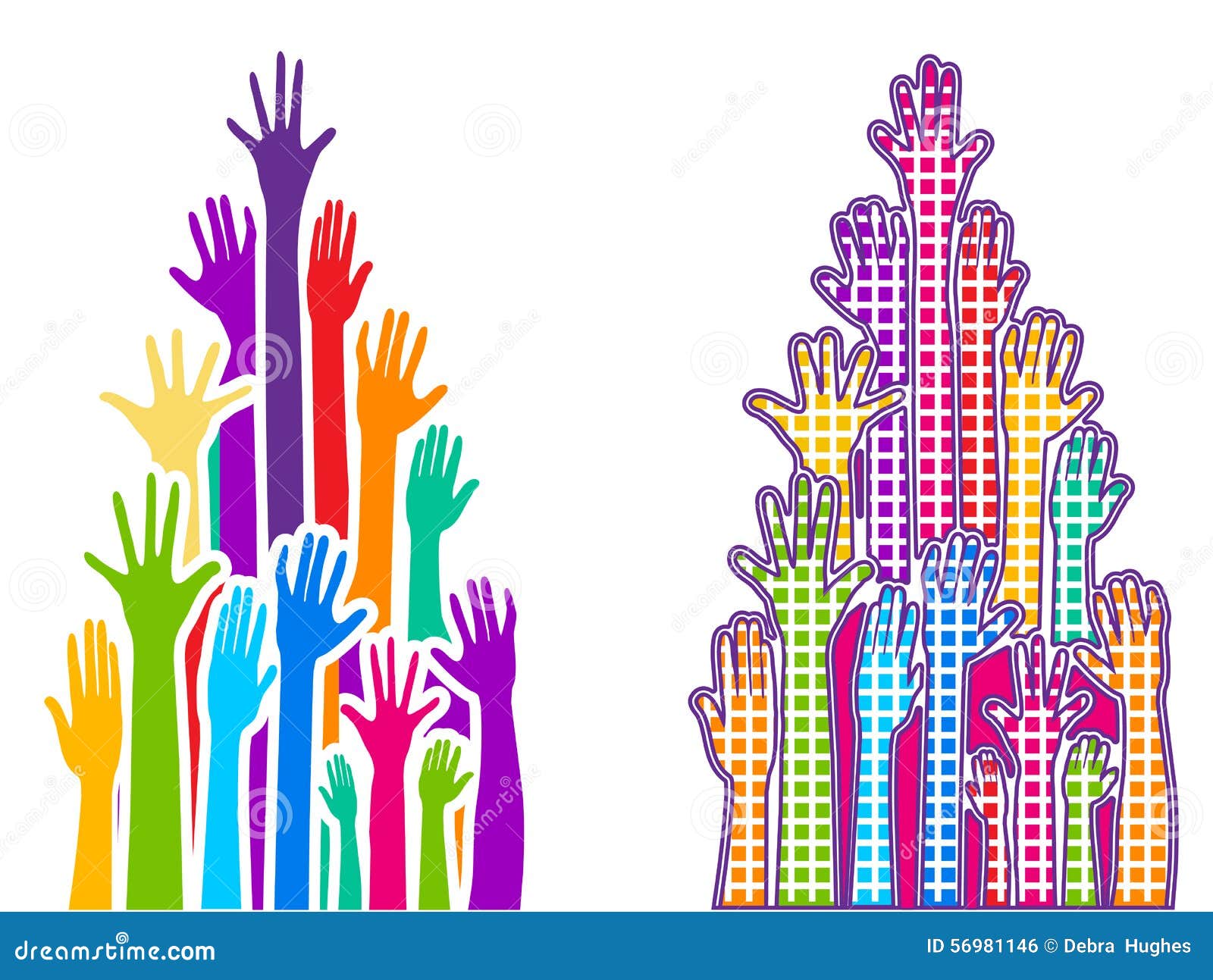 Rainbow hands stock vector. Illustration of green, design - 56981146
