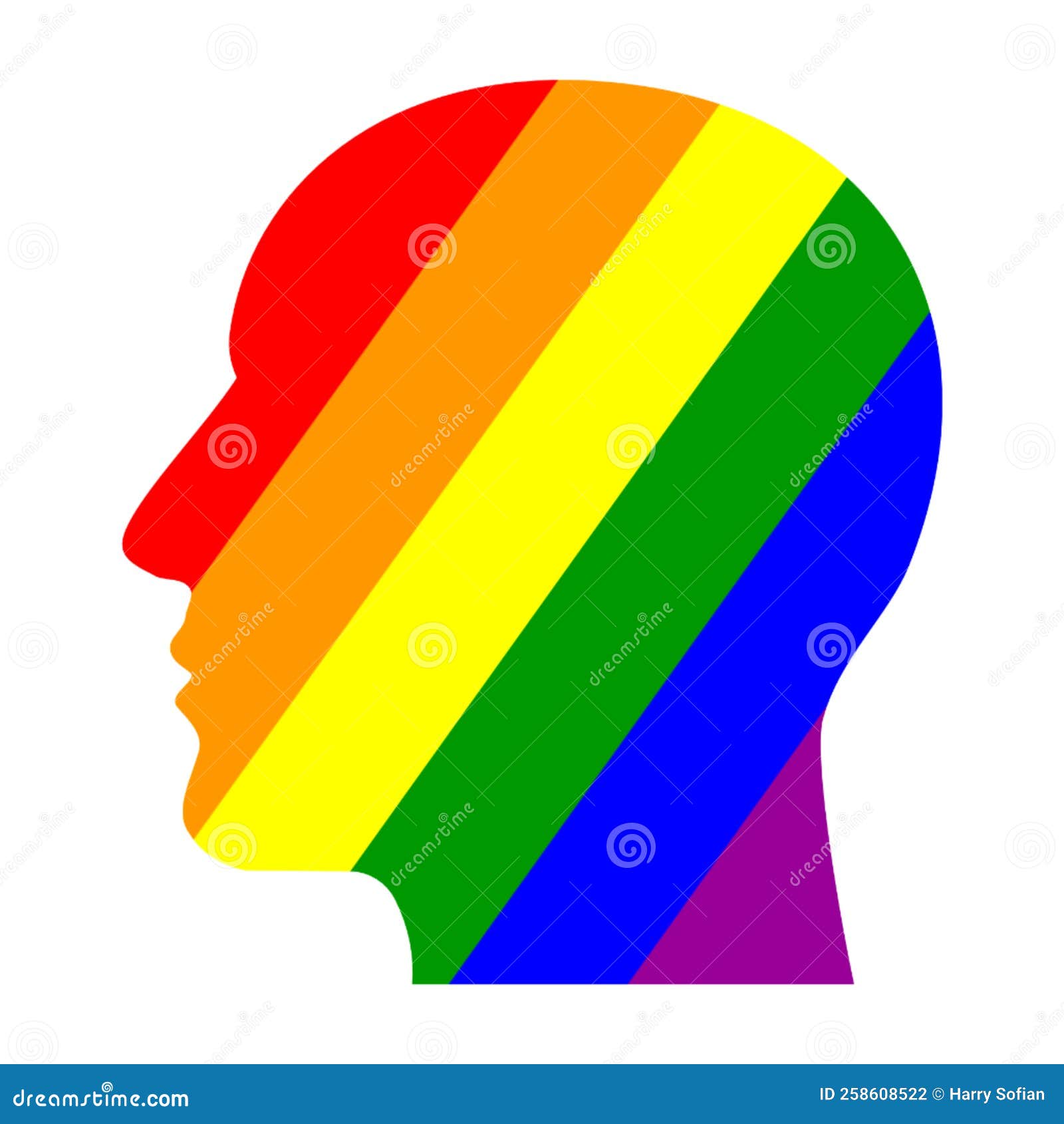 Rainbow head illustration stock illustration. Illustration of equality ...