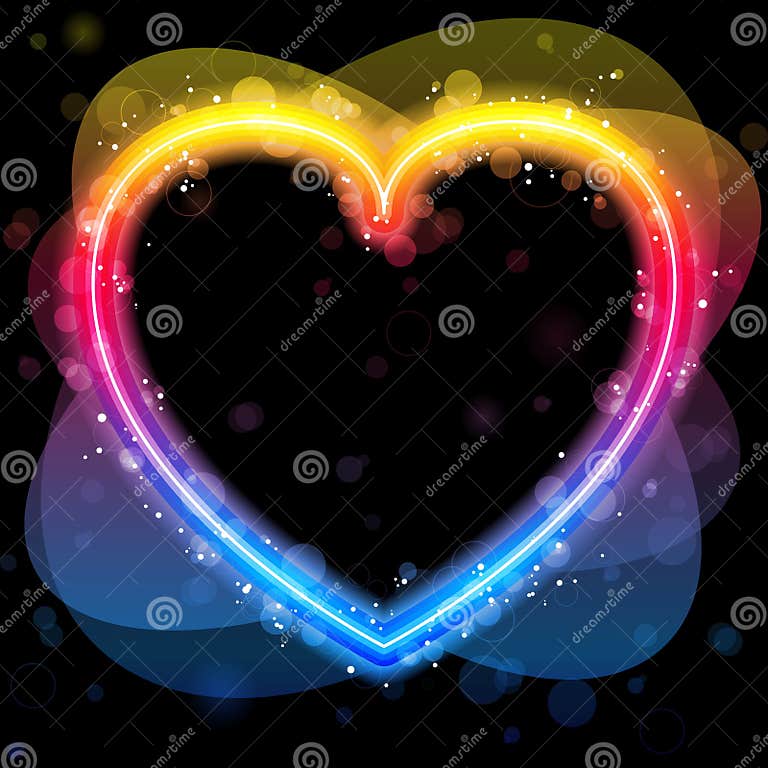 Rainbow Heart Border with Sparkles Stock Vector - Illustration of flare ...