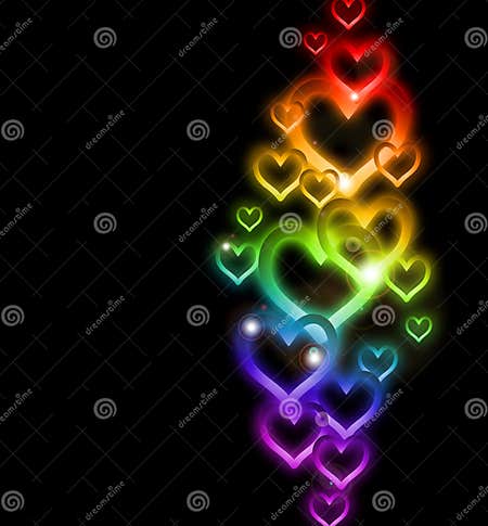 Rainbow Heart Border with Sparkles. Vector Stock Vector - Illustration ...