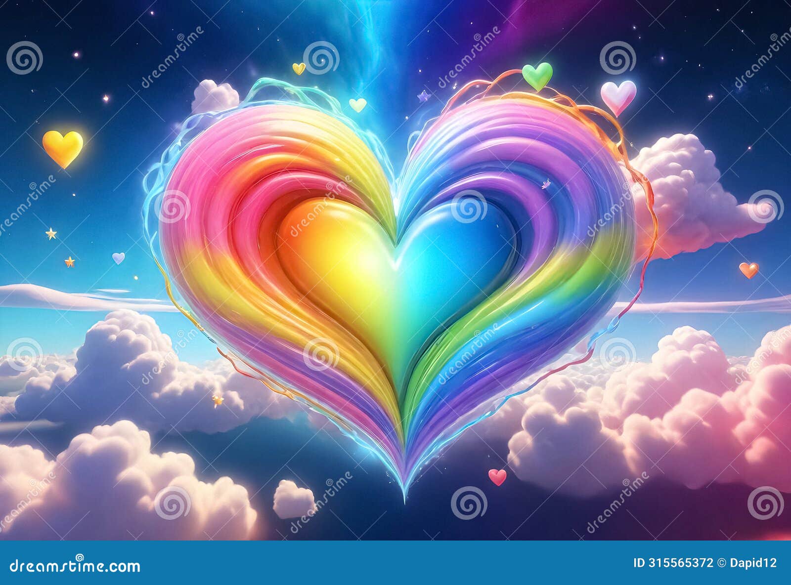 A Rainbow Heart with Clouds and Lightnings HD Wallpaper Stock ...