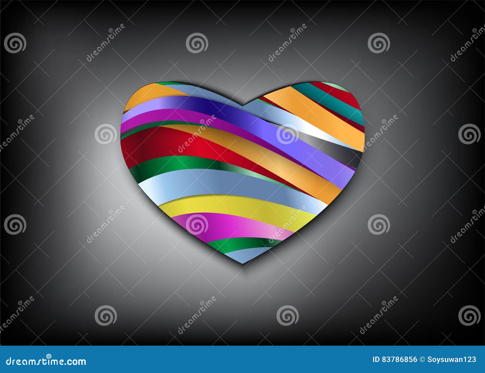 Rainbow Heart and Dark Background Stock Illustration - Illustration of ...
