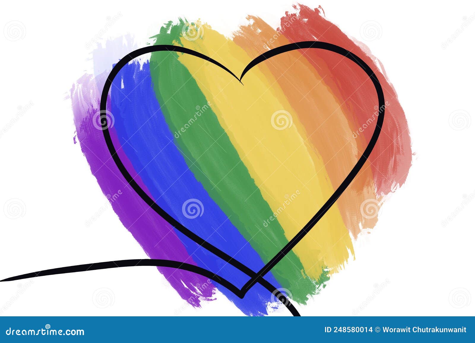Rainbow Heart Drawing Lgbt Pride Month Concept Lgbtq Love Symbol