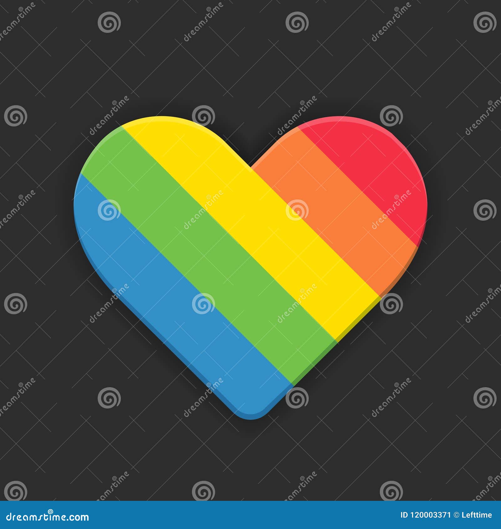 Rainbow Heart Flat Style Vector Icon on Black Background Stock Vector ...