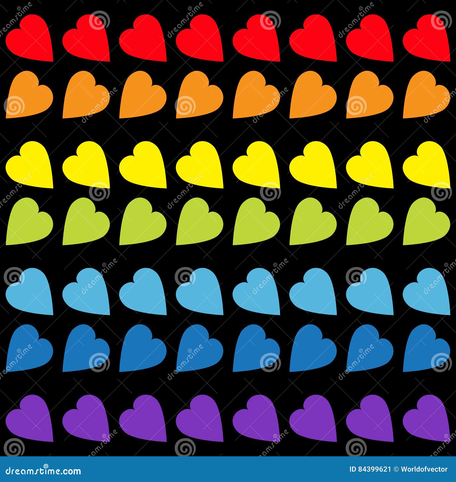 Rainbow Heart Set Seamless Pattern Wrapping Paper Textile Template