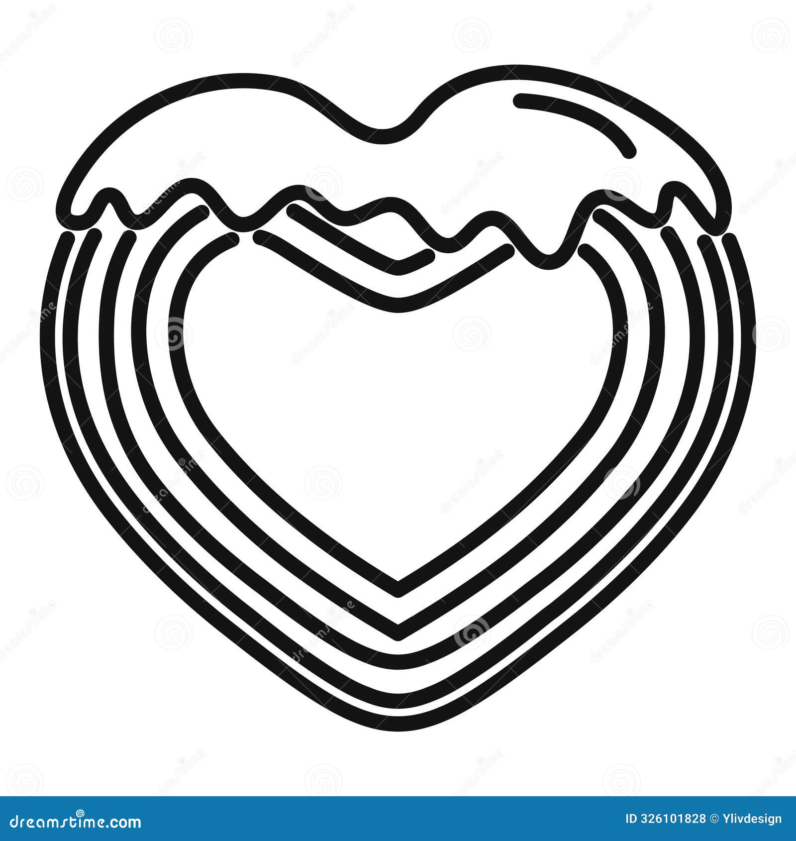 Rainbow Heart Shape Dripping with Icing Minimalist Line Art Icon Stock ...