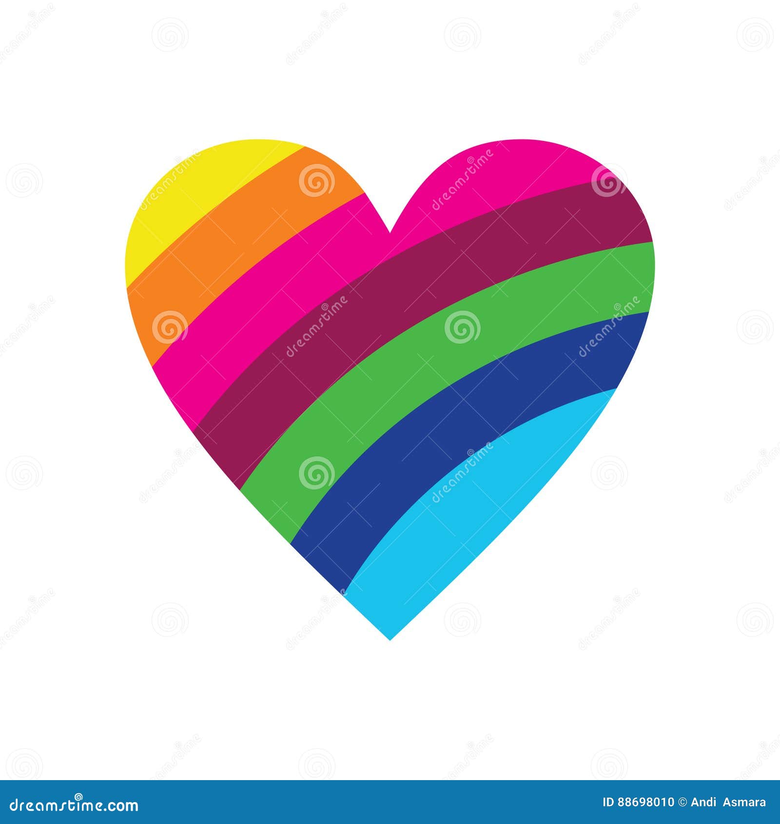 Rainbow Heart stock vector. Illustration of bright, color - 88698010