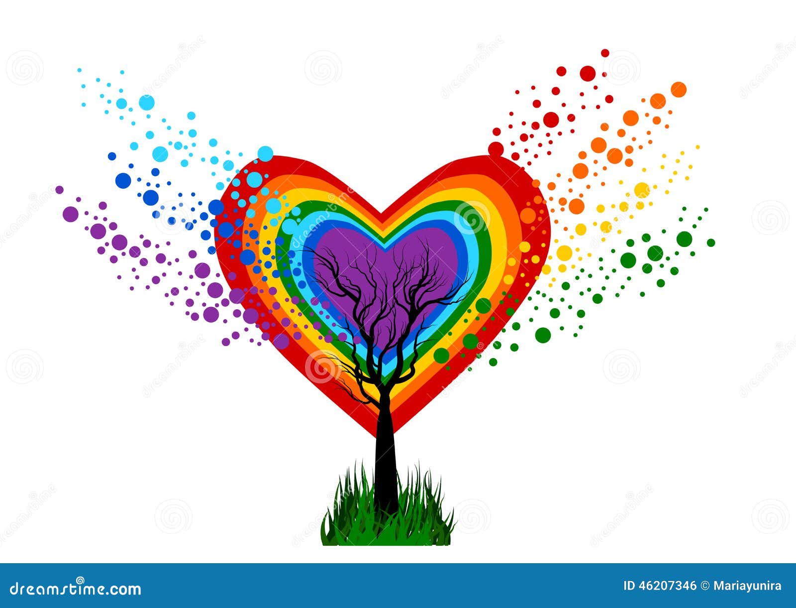 Rainbow Heart Tree stock vector. Illustration of colour - 46207346