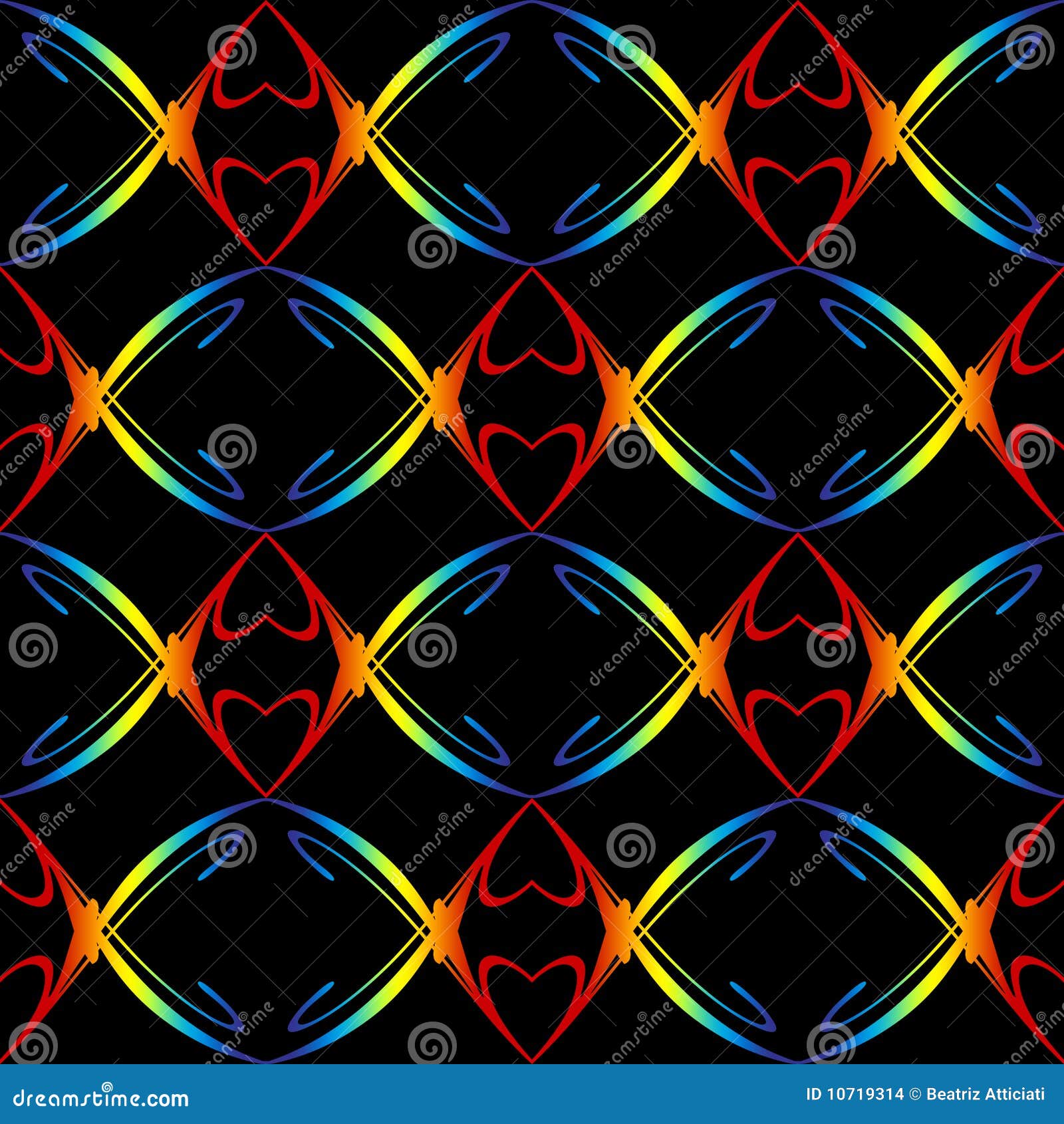 Rainbow Hearts Pattern stock illustration. Illustration of wave - 10719314