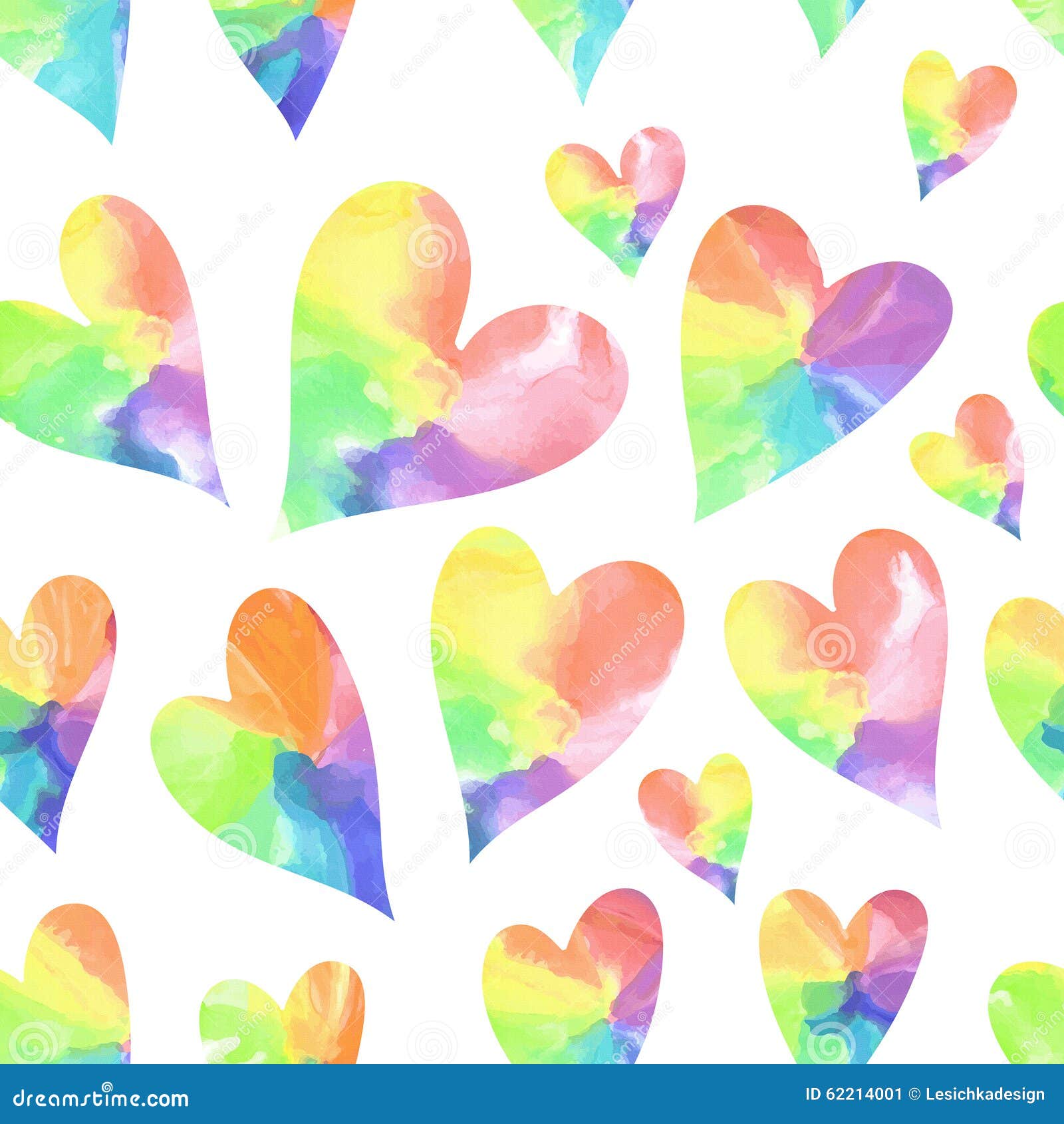 Rainbow Hearts Seamless Pattern. Stock Illustration - Illustration of ...