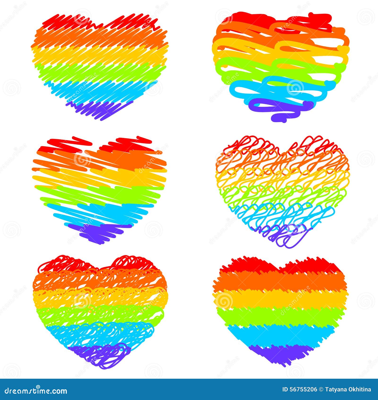 Rainbow hearts set stock vector. Illustration of romantic - 56755206