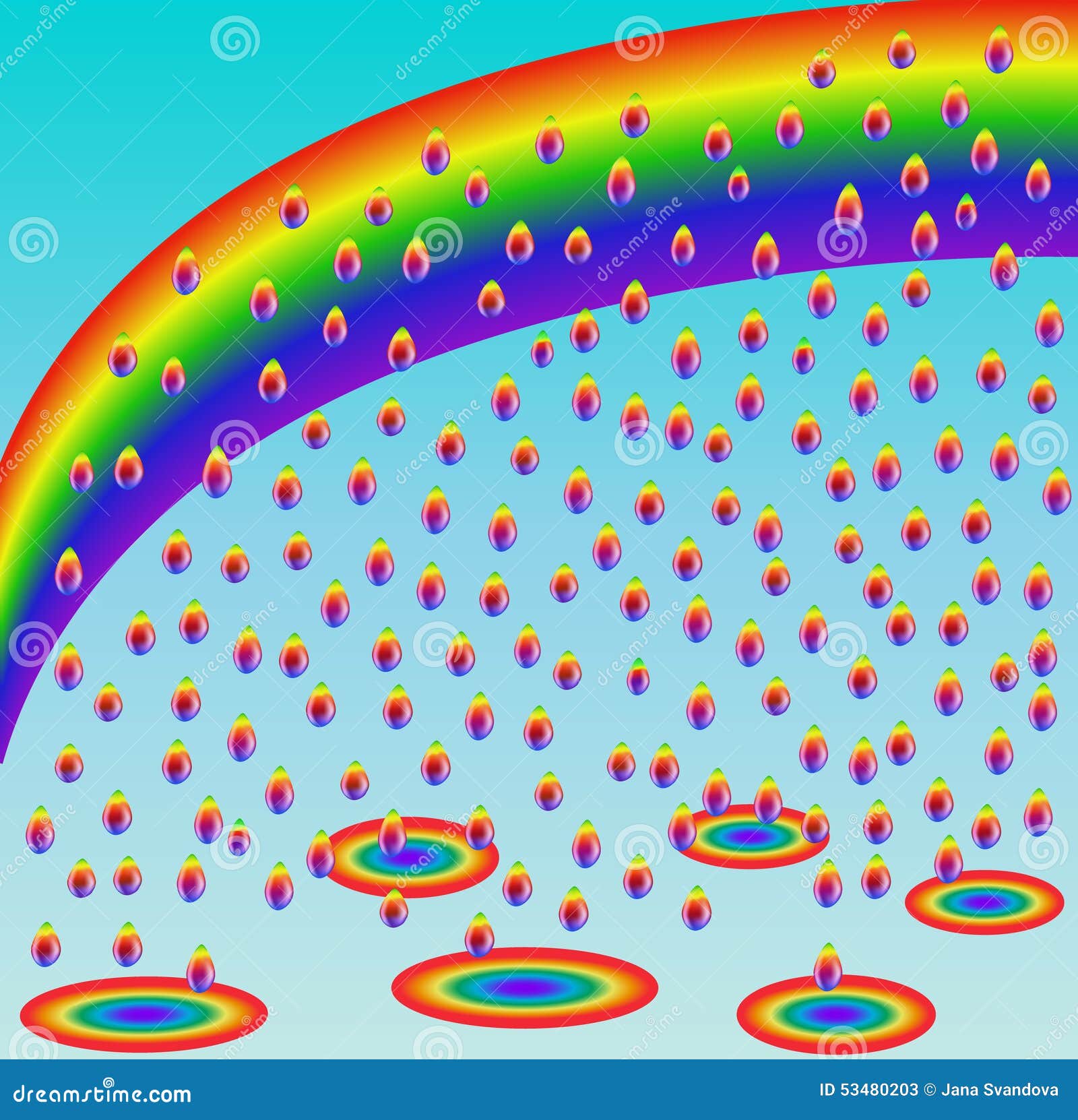 Rainbow heavy rain stock vector. Illustration of smooth - 53480203