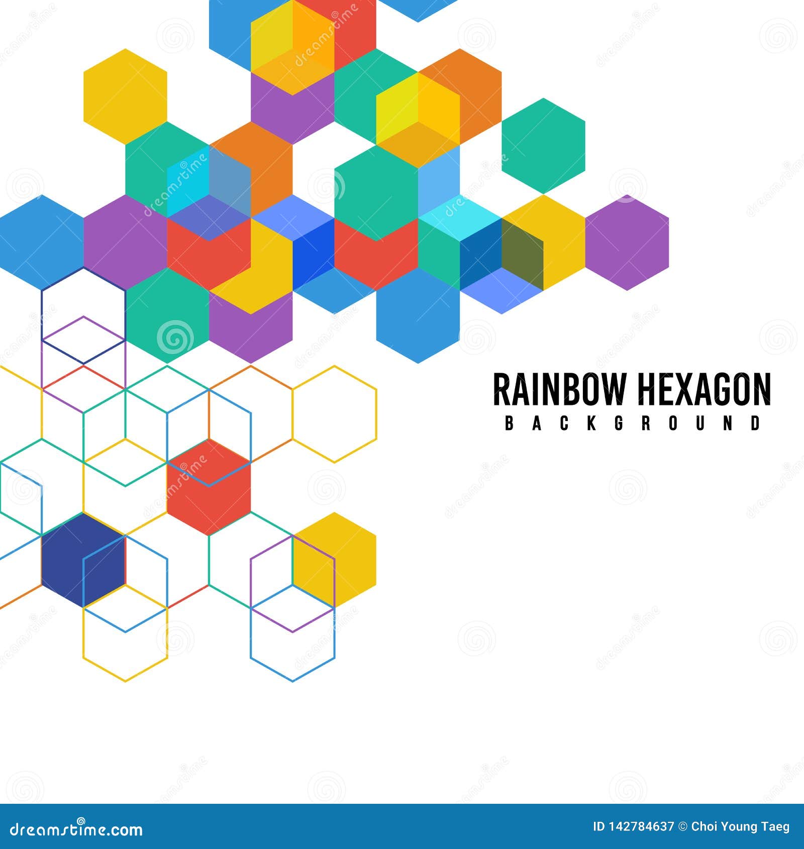 RAINBOW Hexagon Logo Design Ribbon Vector Illustration | CartoonDealer ...