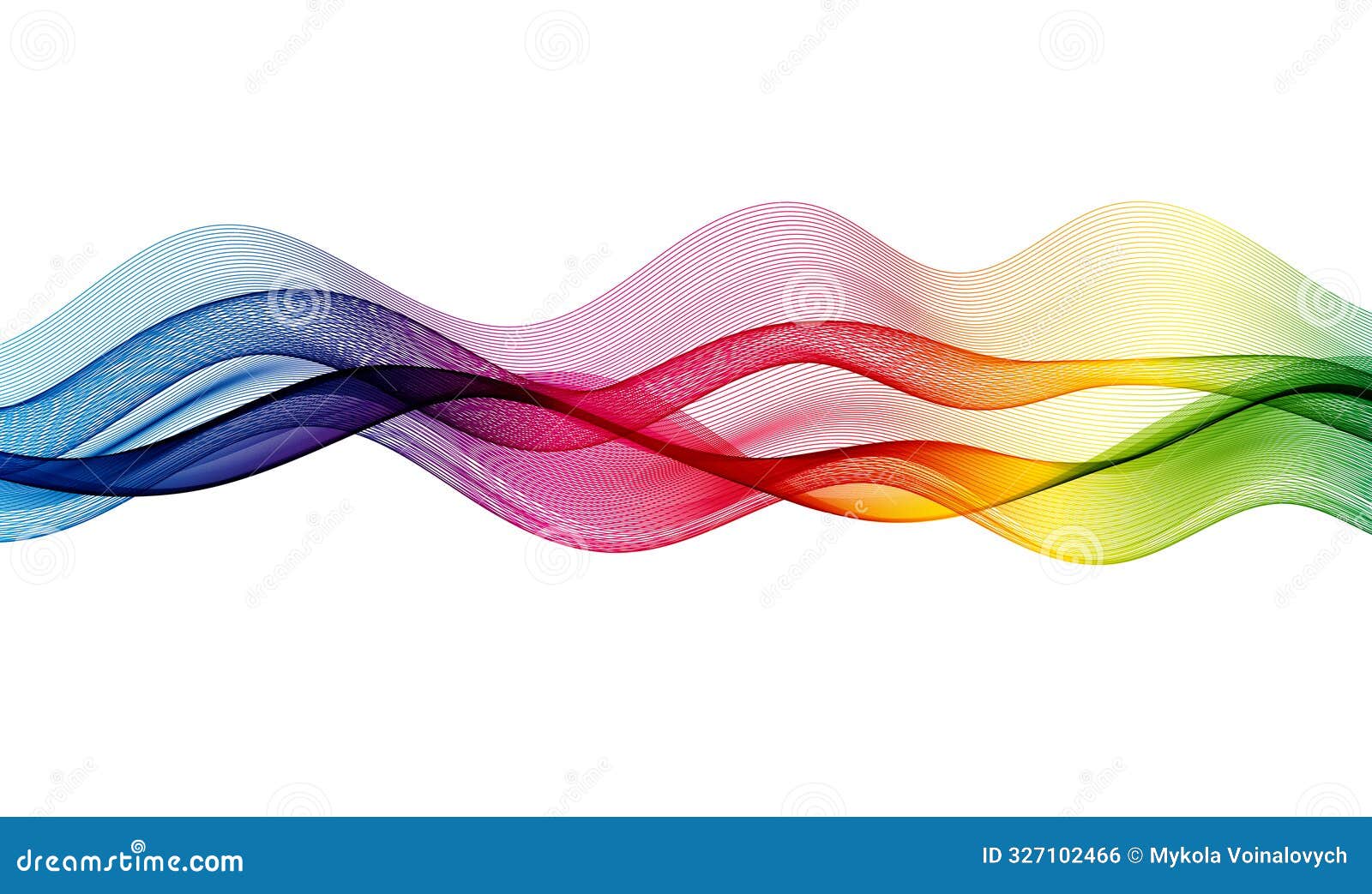 Rainbow Horizontal Wave Lines on White Background Stock Vector ...