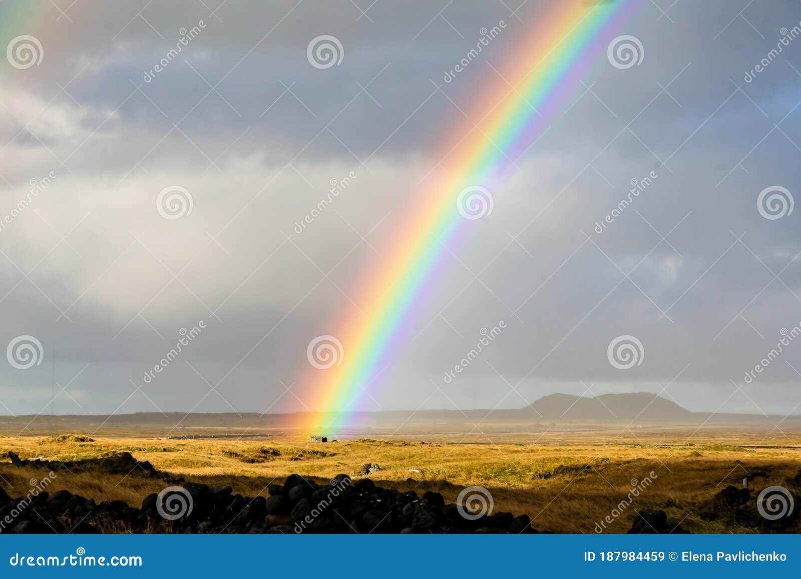 Rainbow in Iceland stock image. Image of colorful, color - 187984459