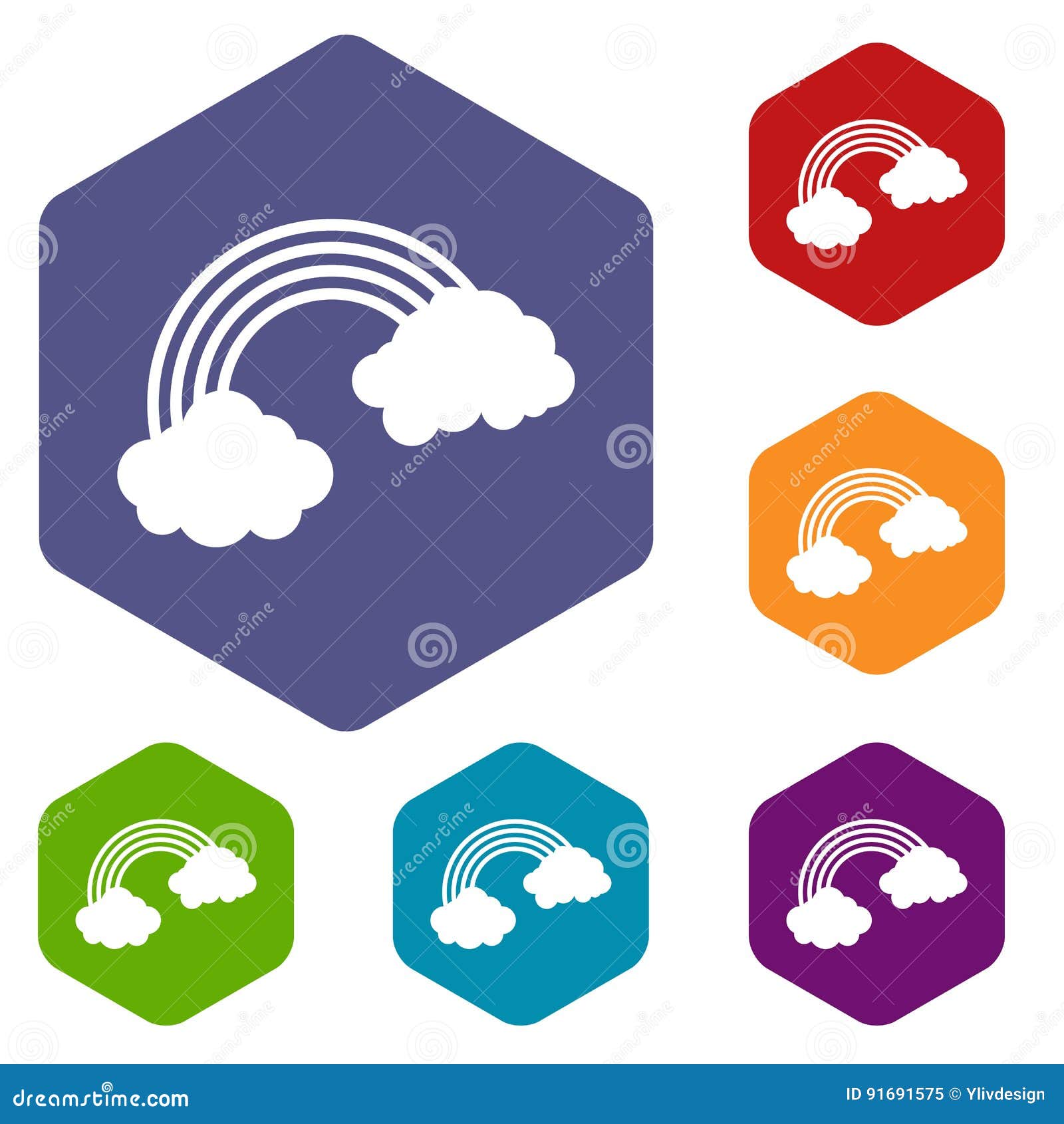 Rainbow icons set hexagon stock vector. Illustration of money - 91691575