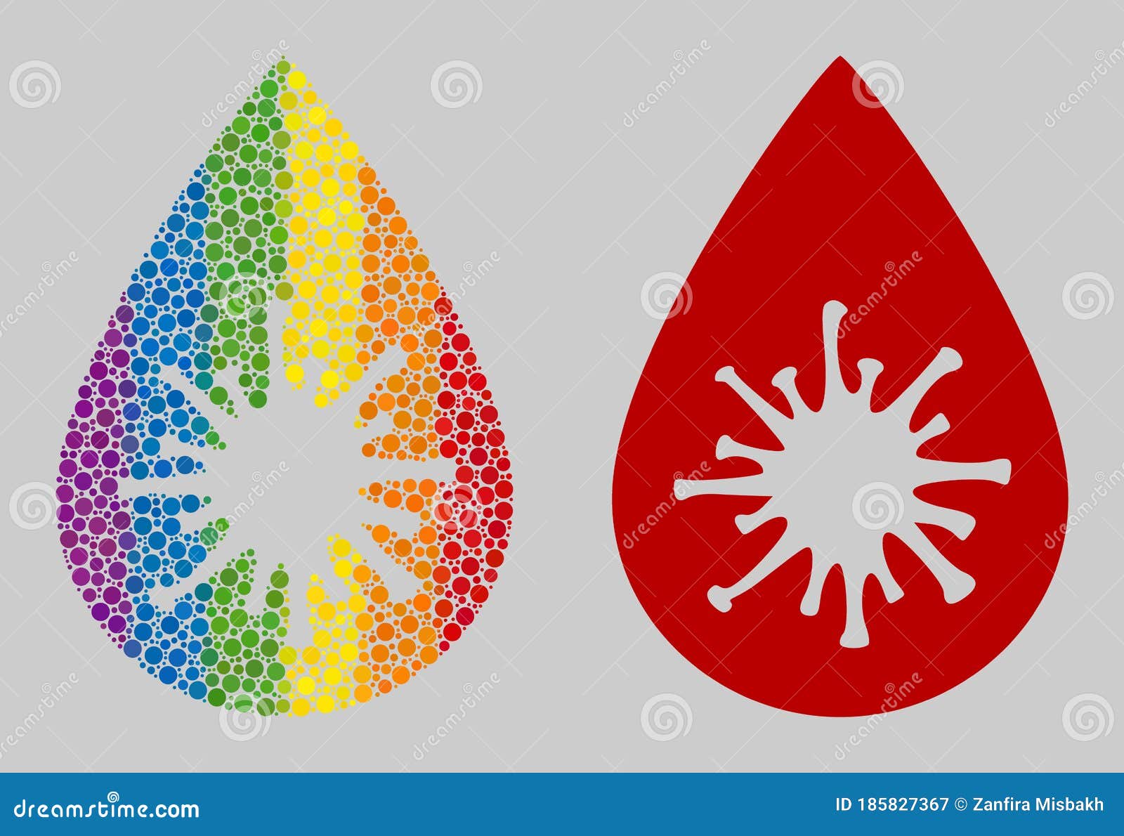 Rainbow Infected Blood Drop Mosaic Icon of Circles Stock Vector ...