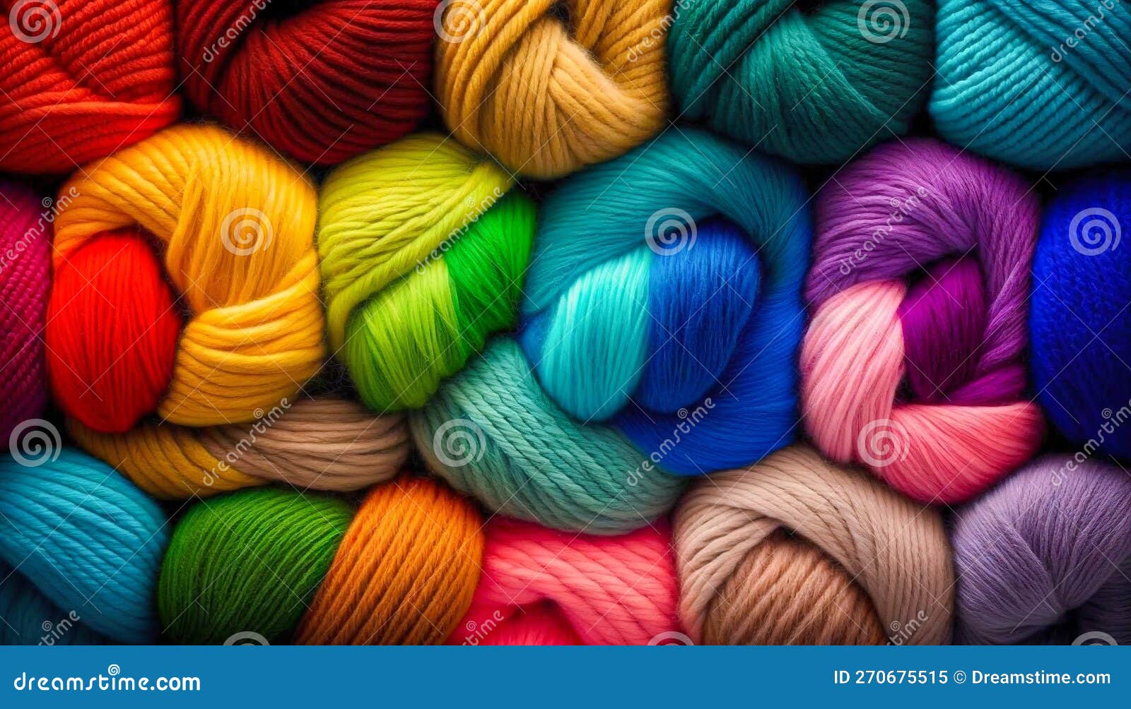 Rainbow Interlaced Yarn Threads for Knitting Background. Generative AI ...