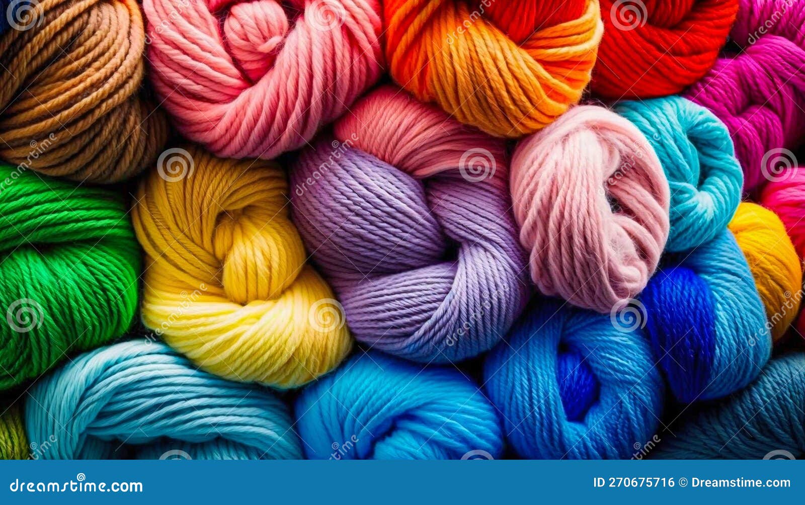 Rainbow Interlaced Yarn Threads for Knitting Background. Generative AI ...